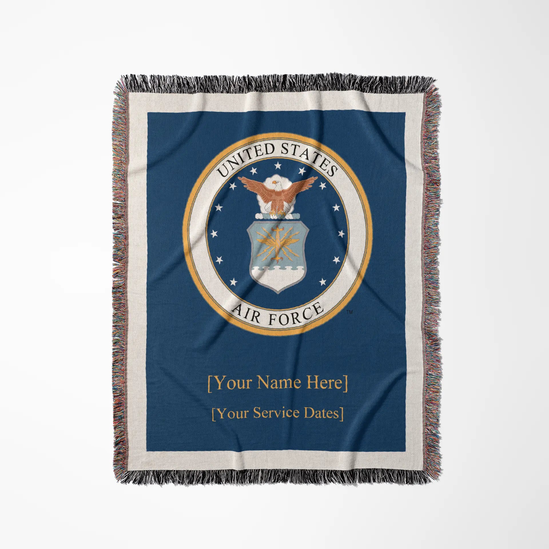 Personalized US Air Force Emblem Deluxe Woven Throw Blanket – Custom ...